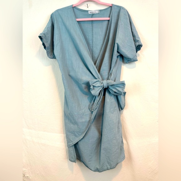 MISSLOOK | Dresses | Misslook Cotton Wrap Dress With Tie | Poshmark
